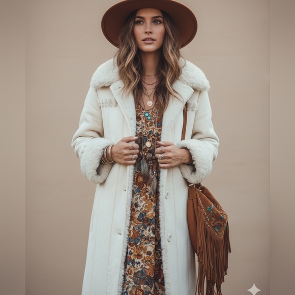 Vintage | Jackets & Coats | Vintage 9s Y2k Novelti Cream Faux Suede ...